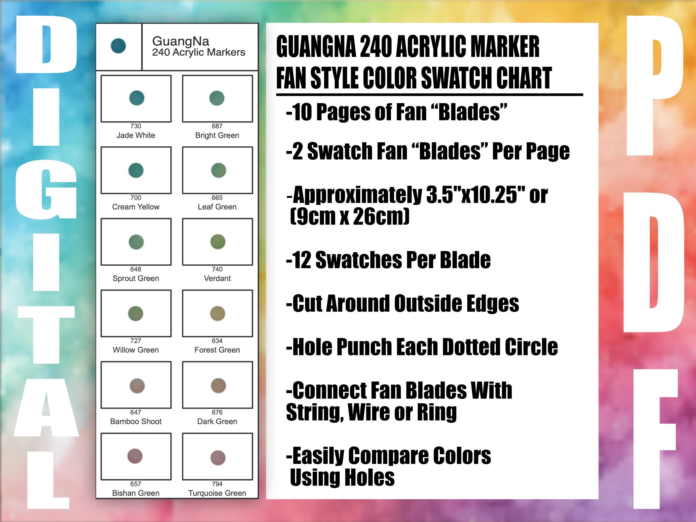 Guangna 240 Color Swatch Chart Cards for the Acrylic Marker Set - Etsy