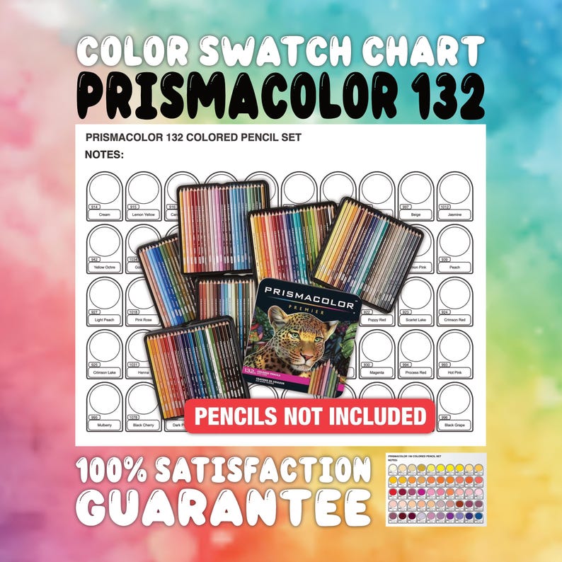 PRISMACOLOR 132 Colored Pencils Color Chart- 3 Versions-prefilled ...