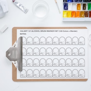 CALIART 121 Color Alcohol Brush Marker Set Swatch Chart- Prefilled ...