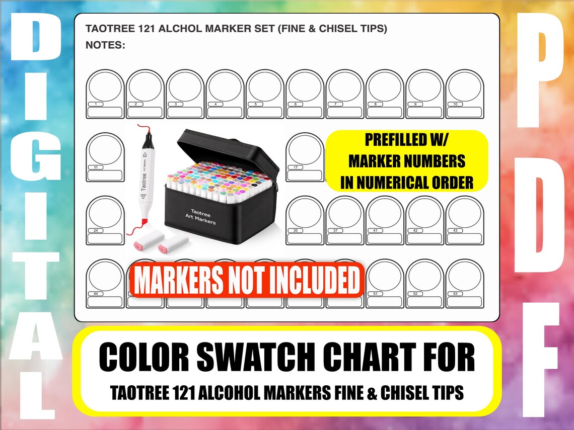 Taotree 121 Color Swatch Chart (PDF Sheets) - Etsy