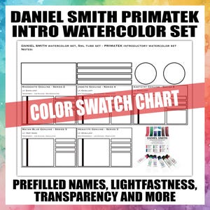 DANIEL SMITH Watercolor Primatek Introductory Set 6 Color Swatch Chart ...