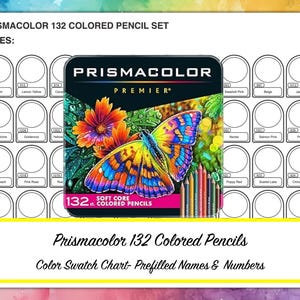 Prismacolor 132 Colored Pencils Color Chart 2 Versions-prefilled Swatch ...