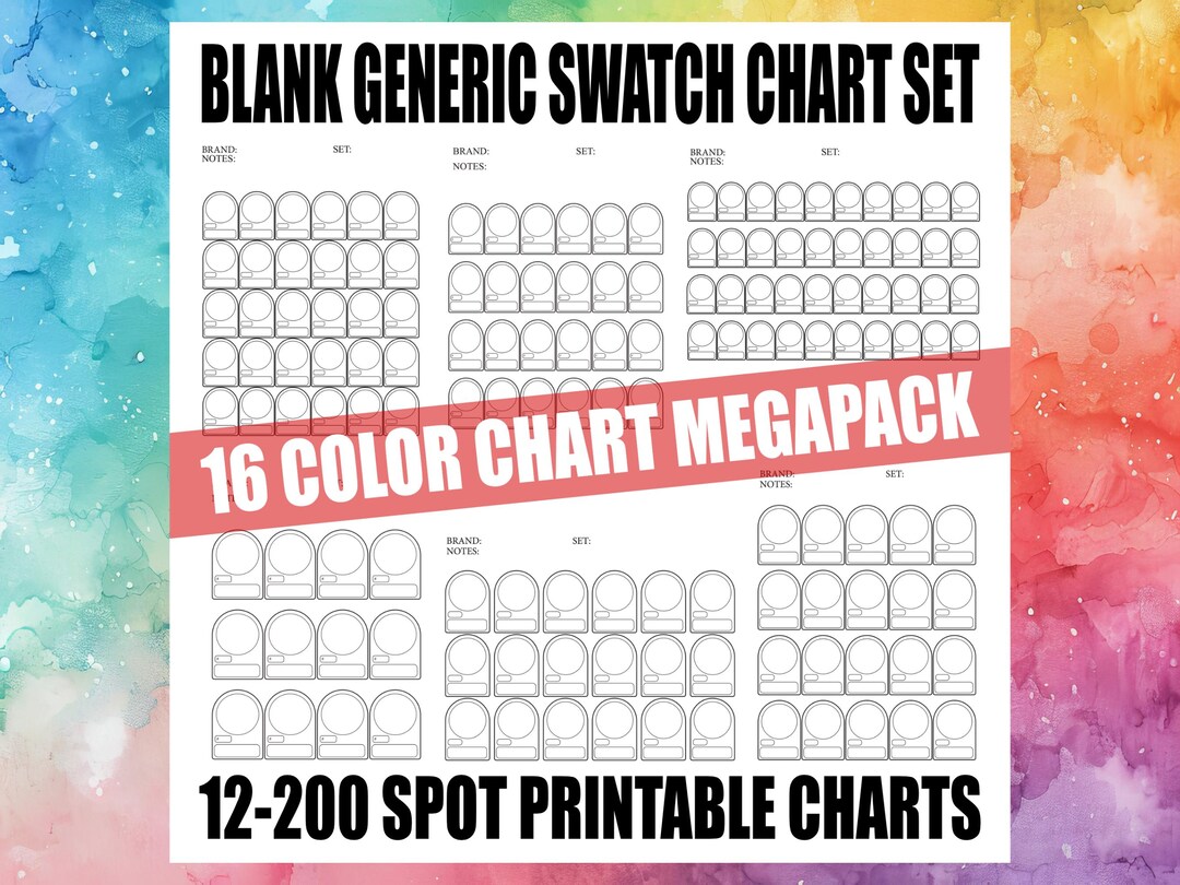 16 Printable Color Swatch Chart Mega Pack- DIY Generic- Colored Pencils ...