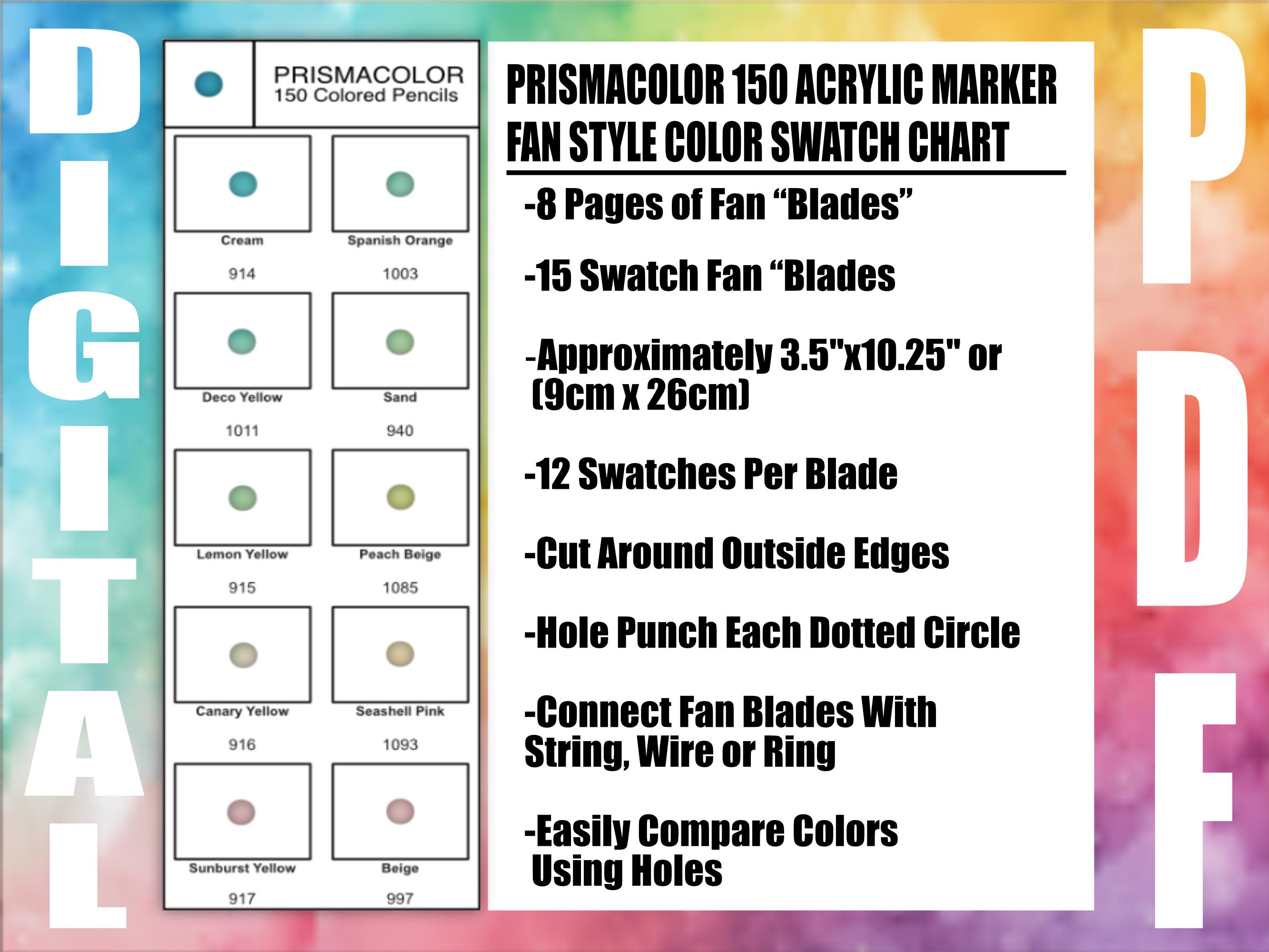 Prismacolor 150 Color Chart Cards- Fan Style Swatch Template (printable ...