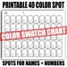 40 Color Printable Swatch Chart- Generic - DIY- Artist Reference ...