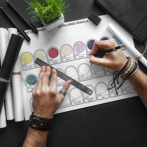 DERWENT LIGHTFAST 24 Colored Pencils Color Swatch Chart- Prefilled ...