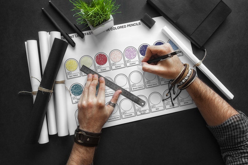 Derwent Lightfast 24 Colored Pencils Color Swatch Chart Prefilled ...