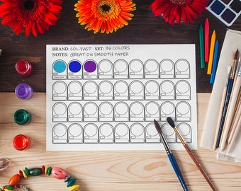 12 Color Printable Swatch Chart Generic DIY Artist | Etsy