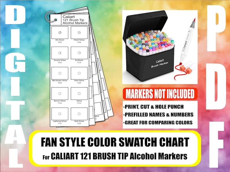 Caliart 121 Brush Marker Color Marker Swatch Chart (printable PDF) - Etsy