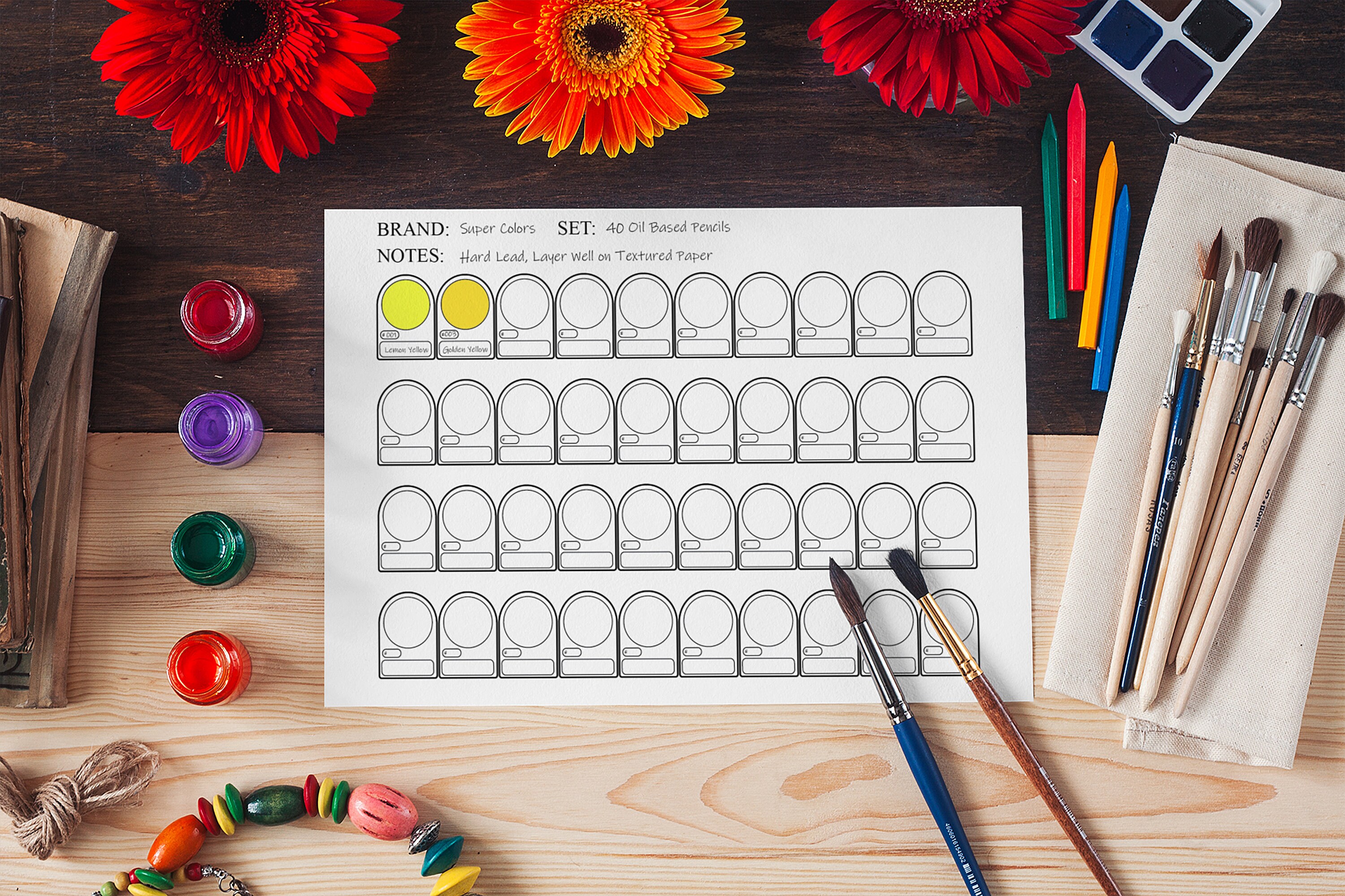 120 Color Swatch Chart Printable- Generic - DIY- Artist Reference ...