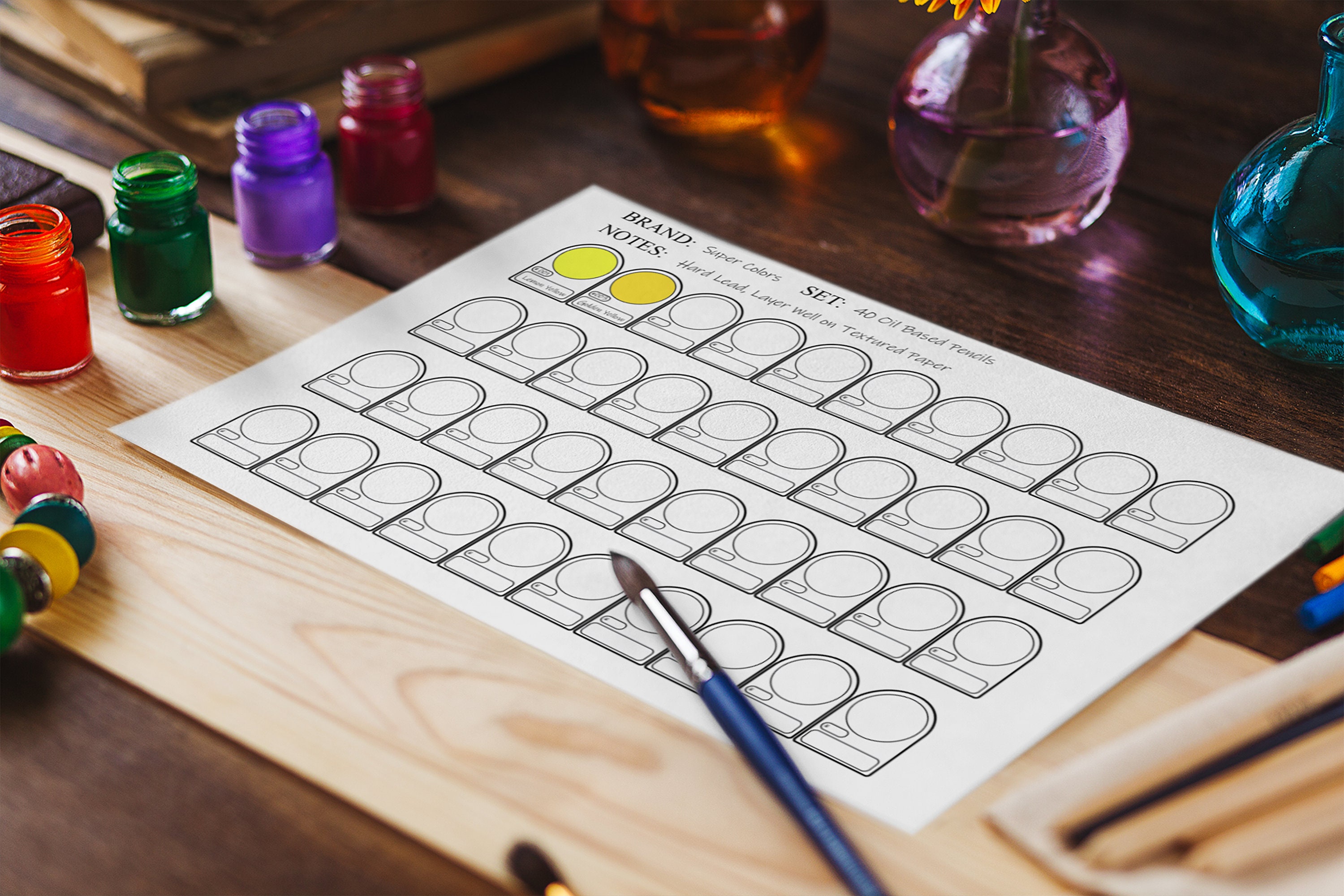 16 Printable Color Swatch Chart Mega Pack DIY Generic Colored Pencils ...