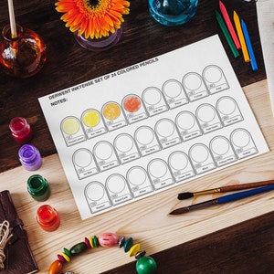 DERWENT INKTENSE 24 Colored Pencils Color Chart- Prefilled Swatch ...