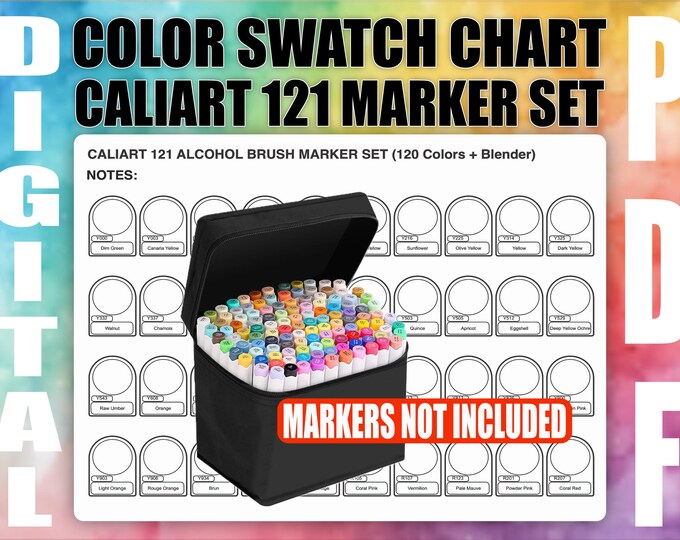 Digital PDF Caliart 121 Colors Artist Alcohol Markers Swatch Template ...