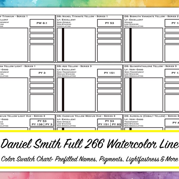 Derwent Chromaflow 72 Colored Pencils Color Chart Prefilled Swatch ...