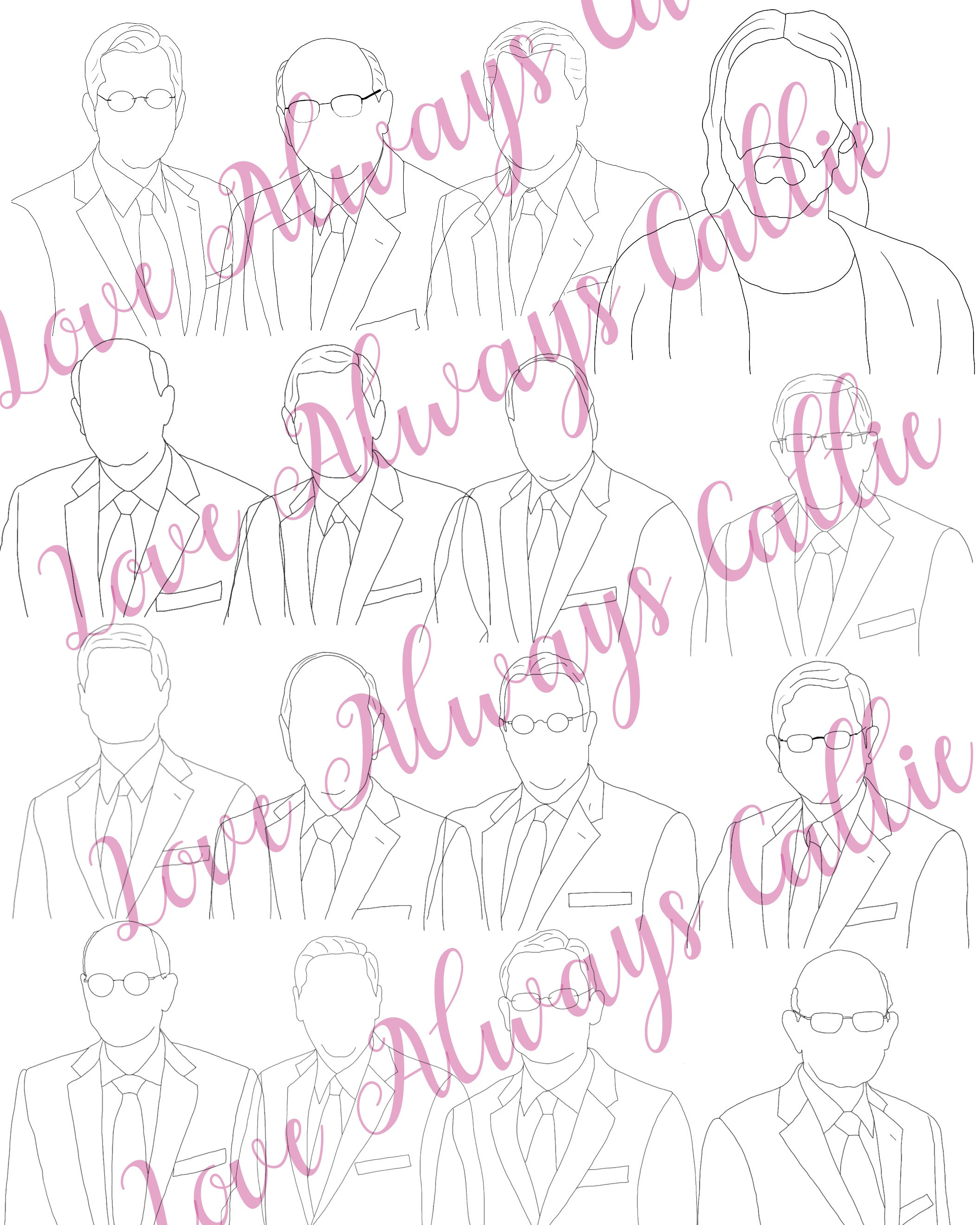 LDS Prophet and Apostles Outline Clipart - Etsy