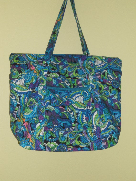 Blue Handmade Tote Fabric Large Bag 2 in 1 Reversible Endless | Etsy