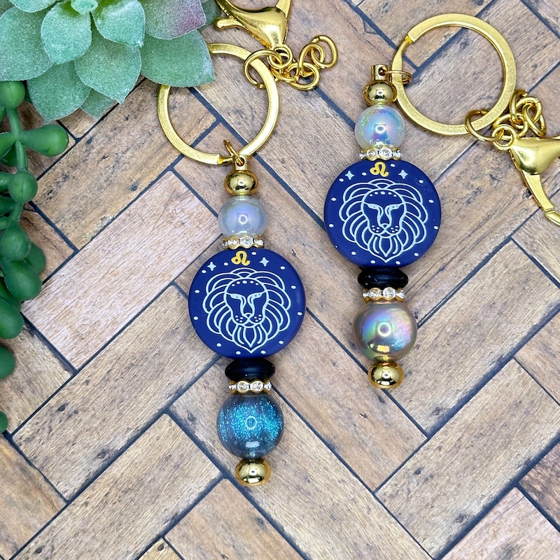 Leo Beaded Key Chain - Etsy