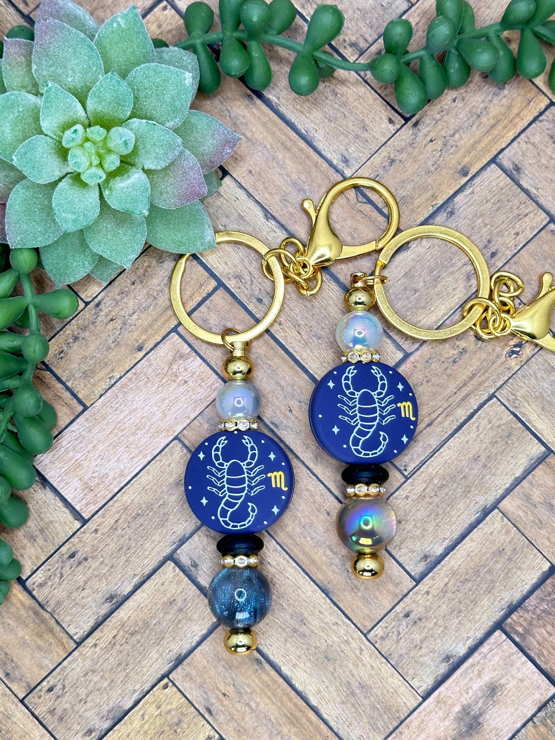 Scorpio Beaded Bar Keychain - Etsy