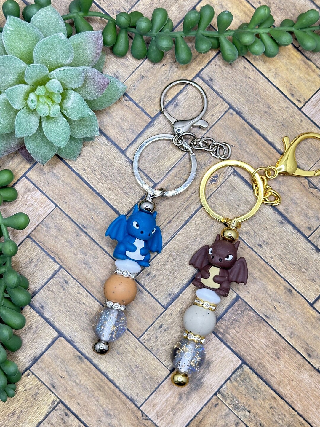 Dragons Beaded Bar Keychain - Etsy