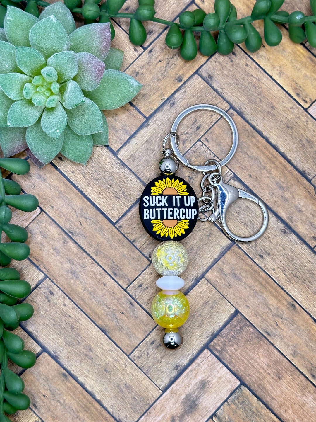 Suck It up Buttercup Beaded Bar Keychain - Etsy