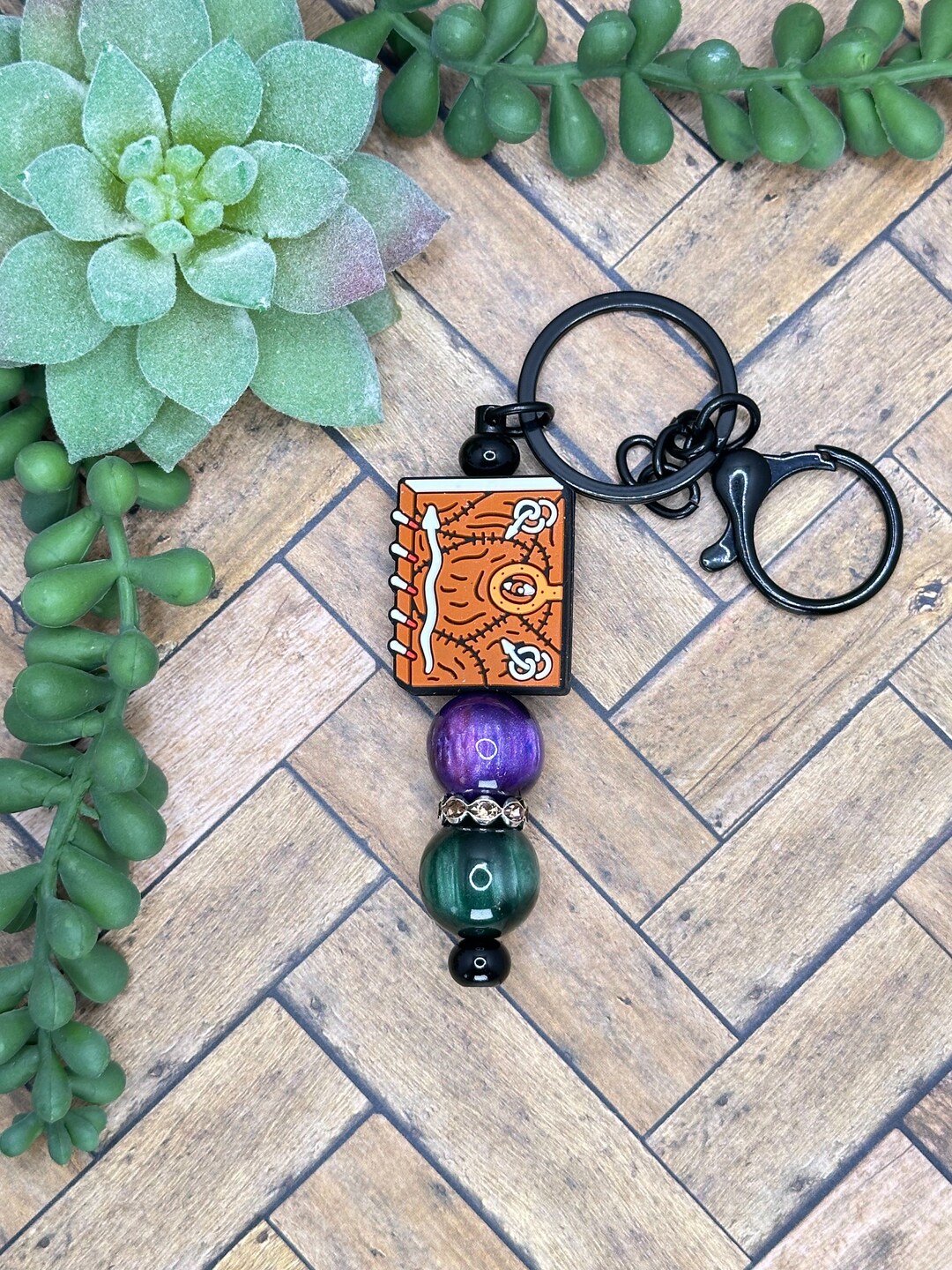 Sanderson Sister's Spellbook Beaded Bar Keychain - Etsy