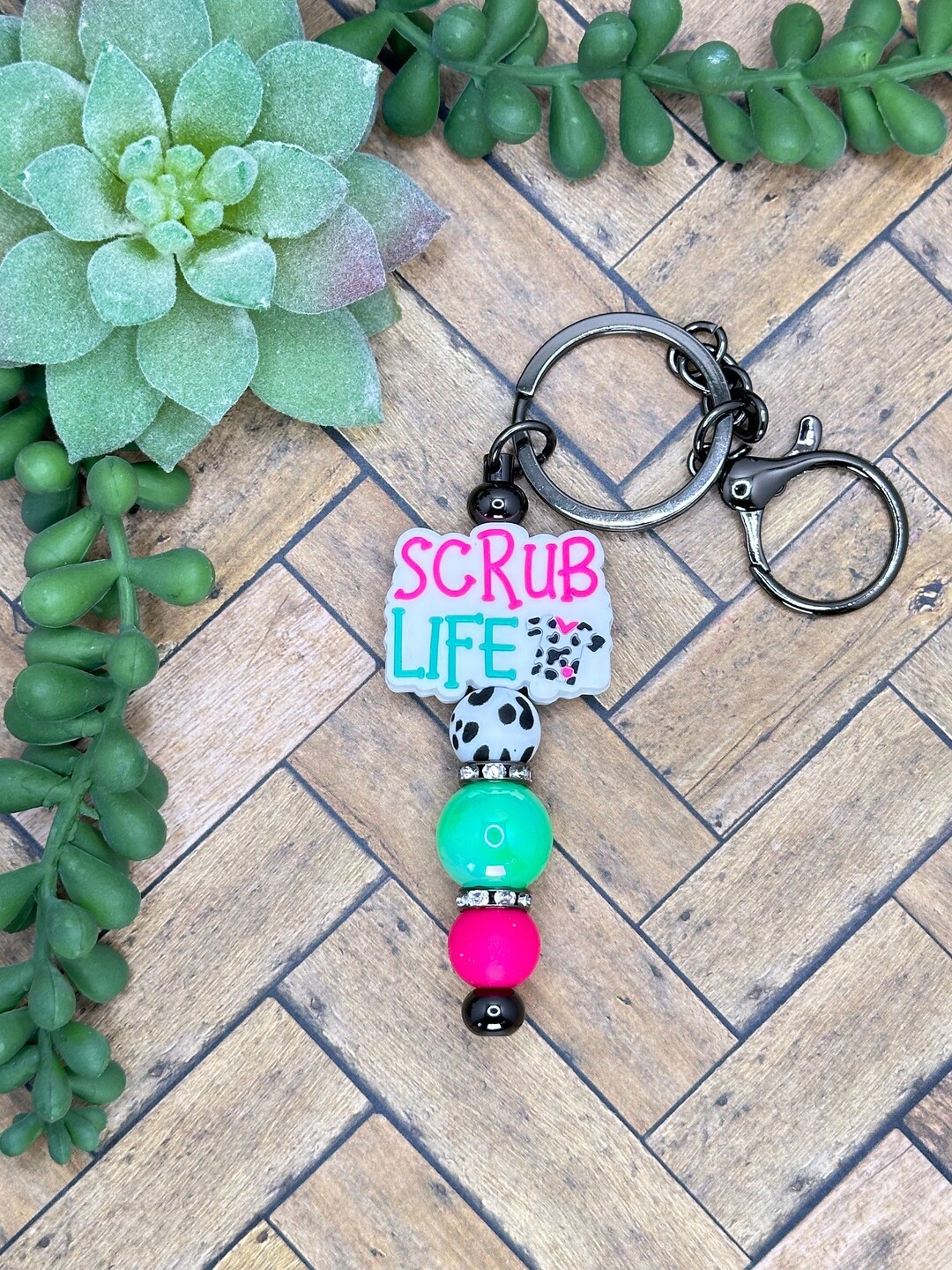Scrub Life Beaded Bar Keychain - Etsy