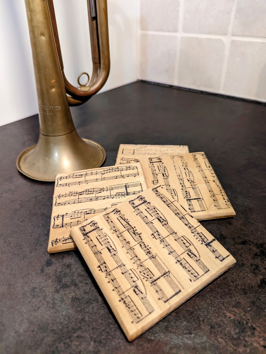 Handmade Poplar Music Coasters: Eco-friendly Drink Coaster Set - Etsy