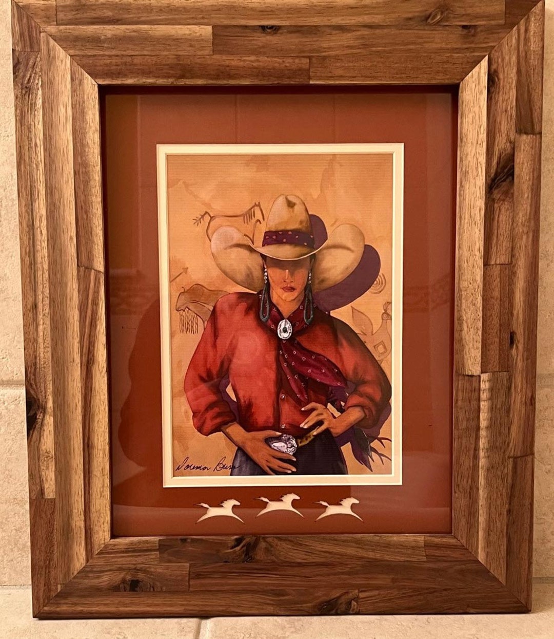 Doreman Burns Cowgirl Signed Print Matted Framed Western Decor ...