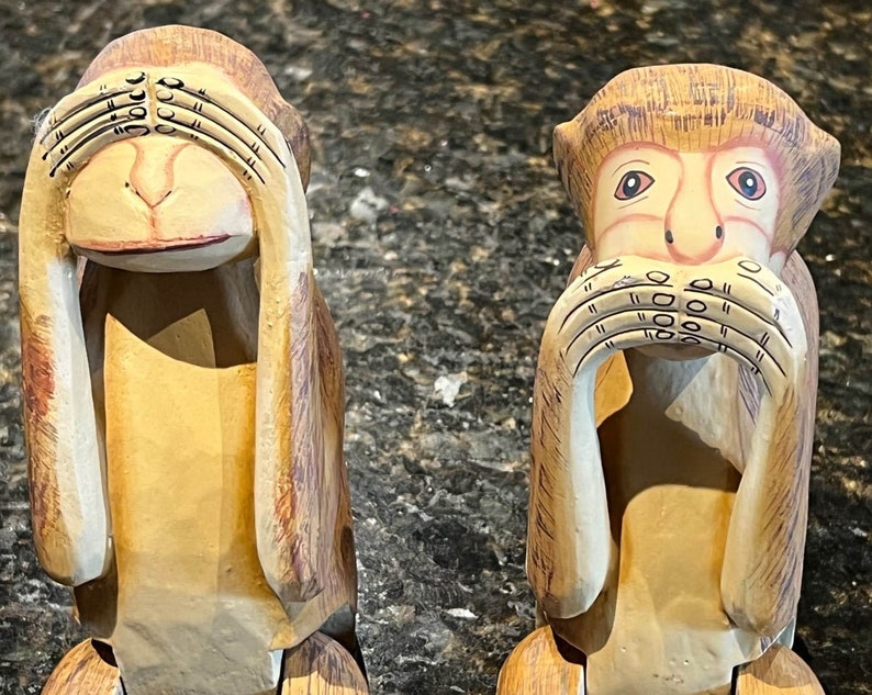 The Hear-no, See-no, Speak-no Evil Monkeys Wood Sculptures - Etsy