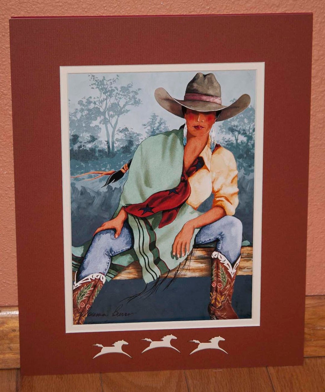 Doreman Burns Cowgirl Print, Signed, Double Matted Western "rodeo Ryder ...
