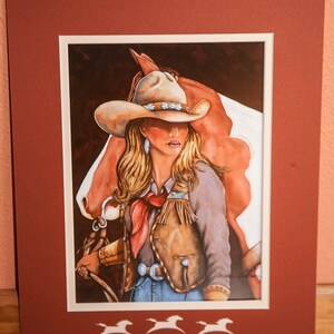 Doreman Burns Cowgirl Print, Signed, Double Matted Western "painted ...