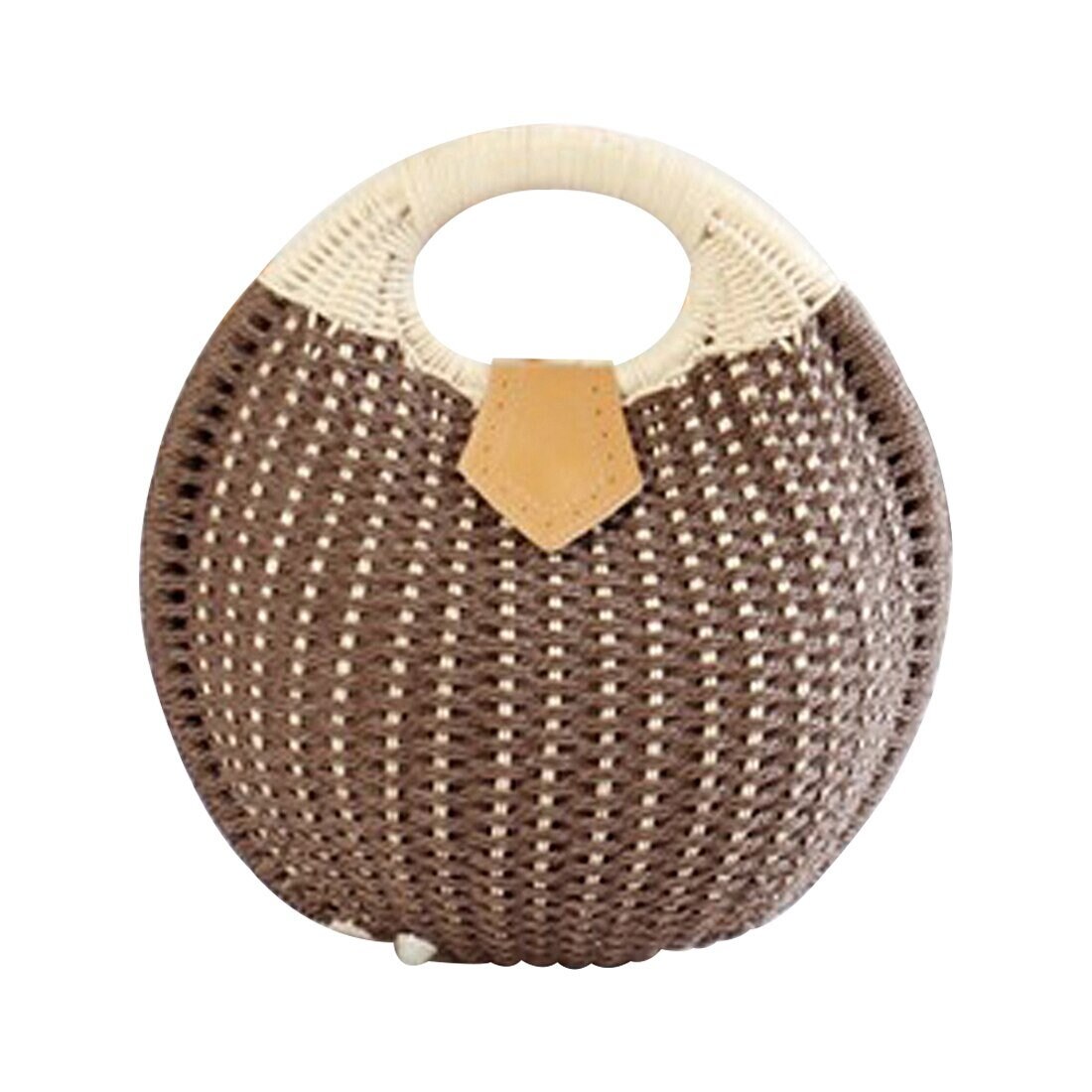 Unique Round Brown Rattan Straw Handbag - Etsy