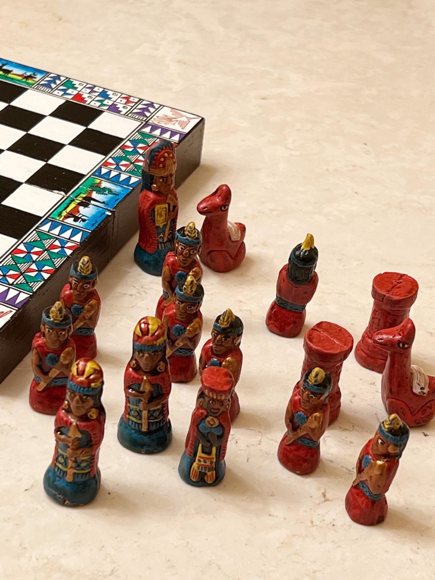 Vintage Mini Travel Chess Set With Wood Playing Storage Case Rare Find ...
