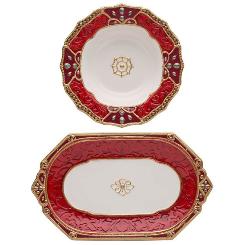 Fitz & Floyd Renaissance Holiday Large Platter and Large Serving Bowl ...