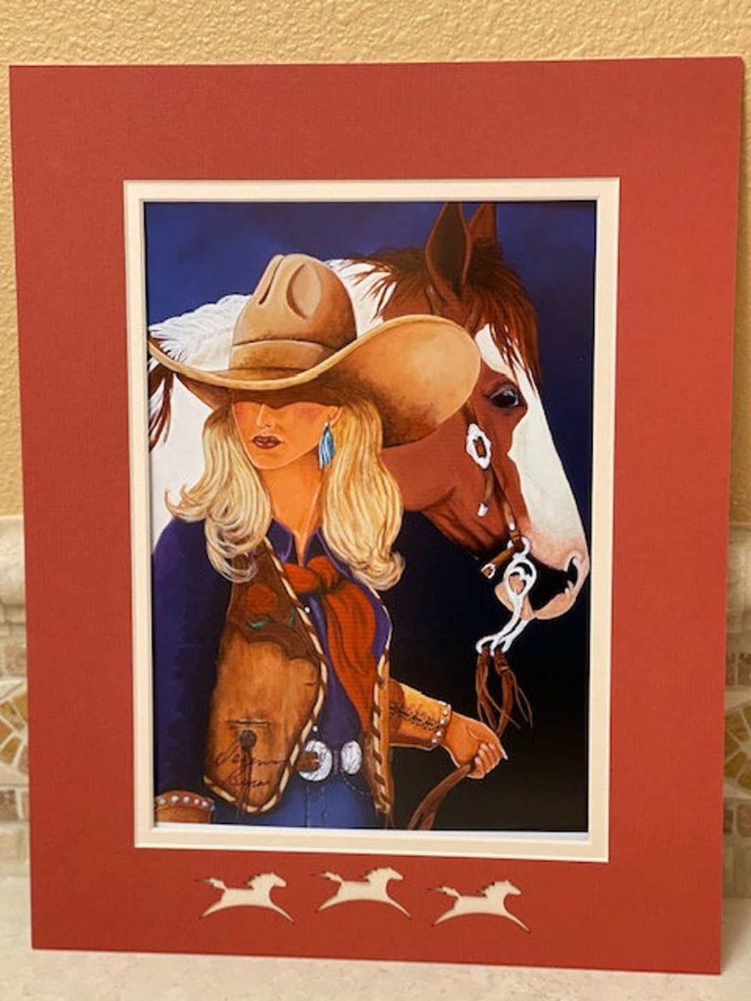 Doreman Burns Cowgirl Print, Signed, Double Matted Western "double ...