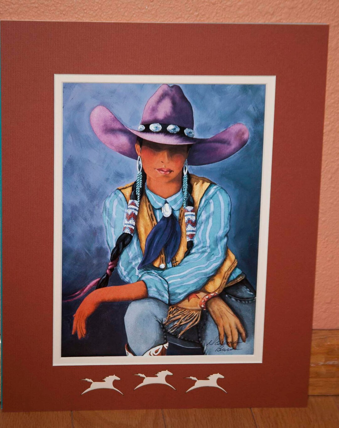 Doreman Burns Cowgirl Print, Signed, Double Matted Western "cherokee ...