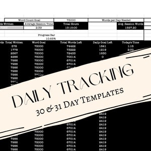 Black & White Word Count Tracker Track Novels Word Count and Hours ...