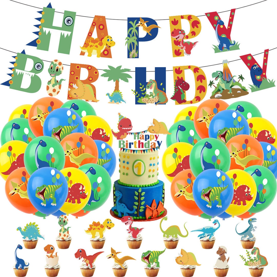 Birthday Party Decoration Dinosaur. Dinosaur Happy Birthday Banner ...