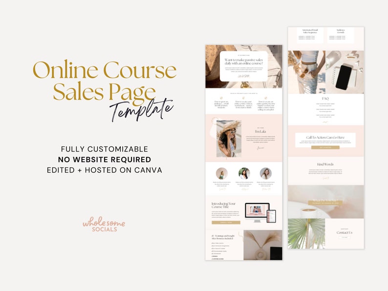Sales Page Template Canva | Online Course Launch Template | Website ...