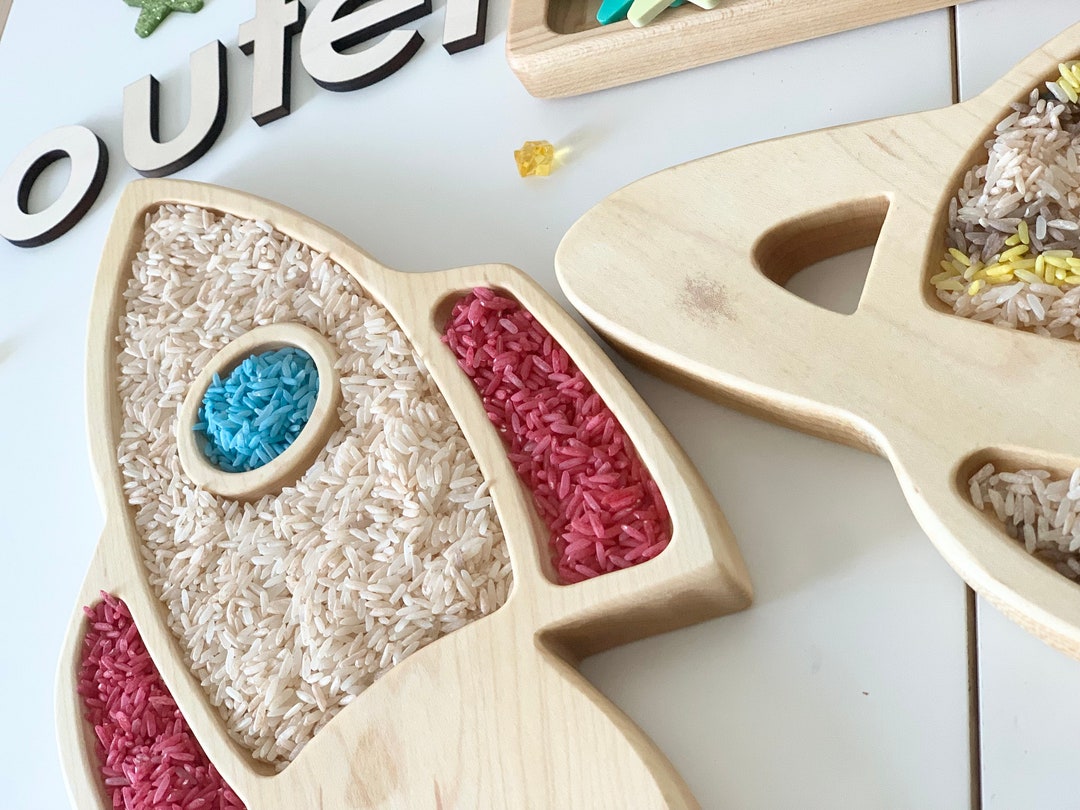 Wood Sensory Tray, Rocket Ship Plate, Sensory Play, Rocket Ship, Kids ...