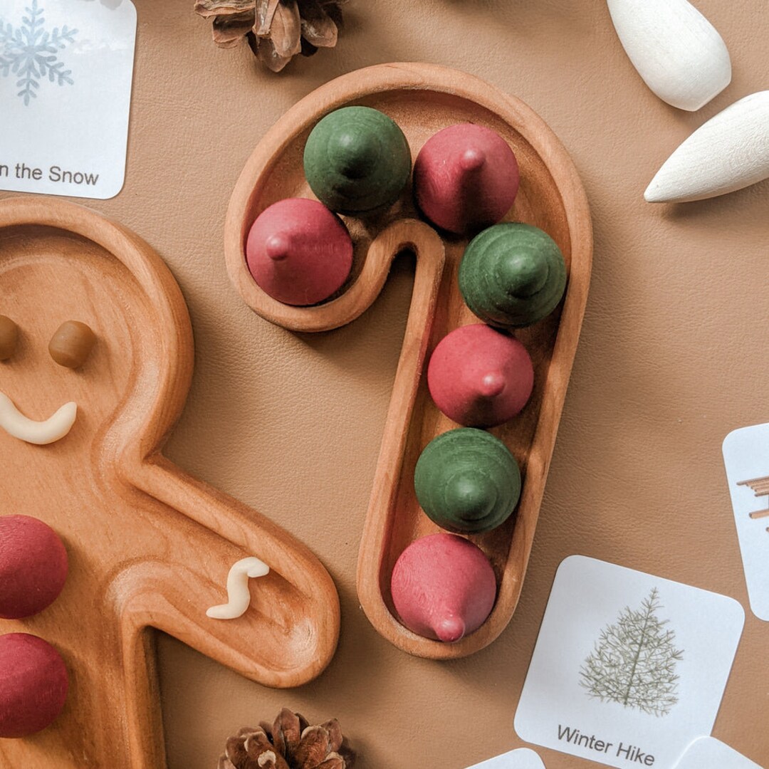 Wood Candy Cane Sensory Tray: Christmas Kids Gift, Homeschool - Etsy
