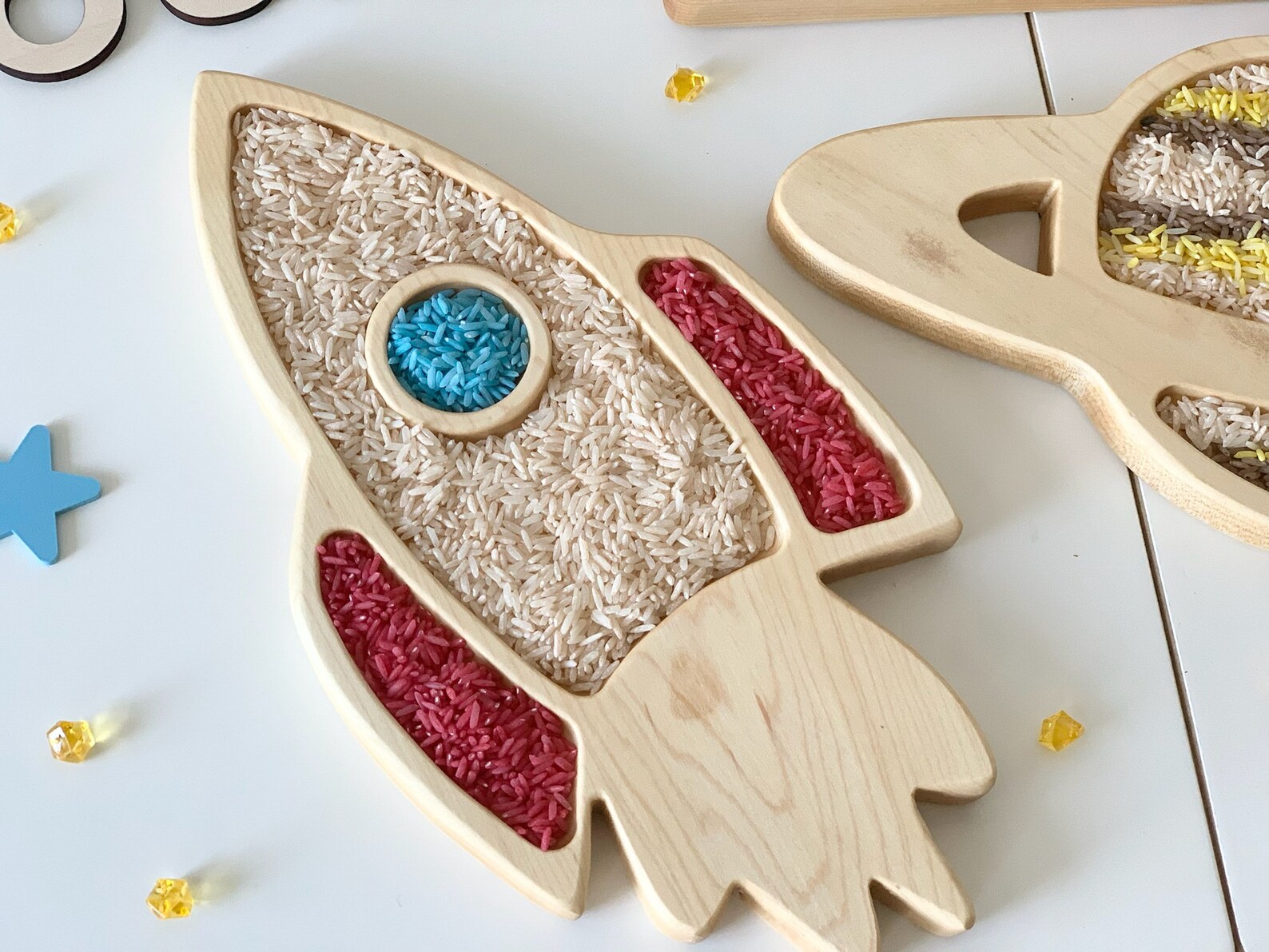 Wood Sensory Tray, Rocket Ship Plate, Sensory Play, Rocket Ship, Kids ...