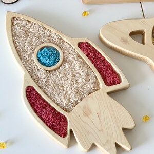Wood Sensory Tray, Rocket Ship Plate, Sensory Play, Rocket Ship, Kids ...