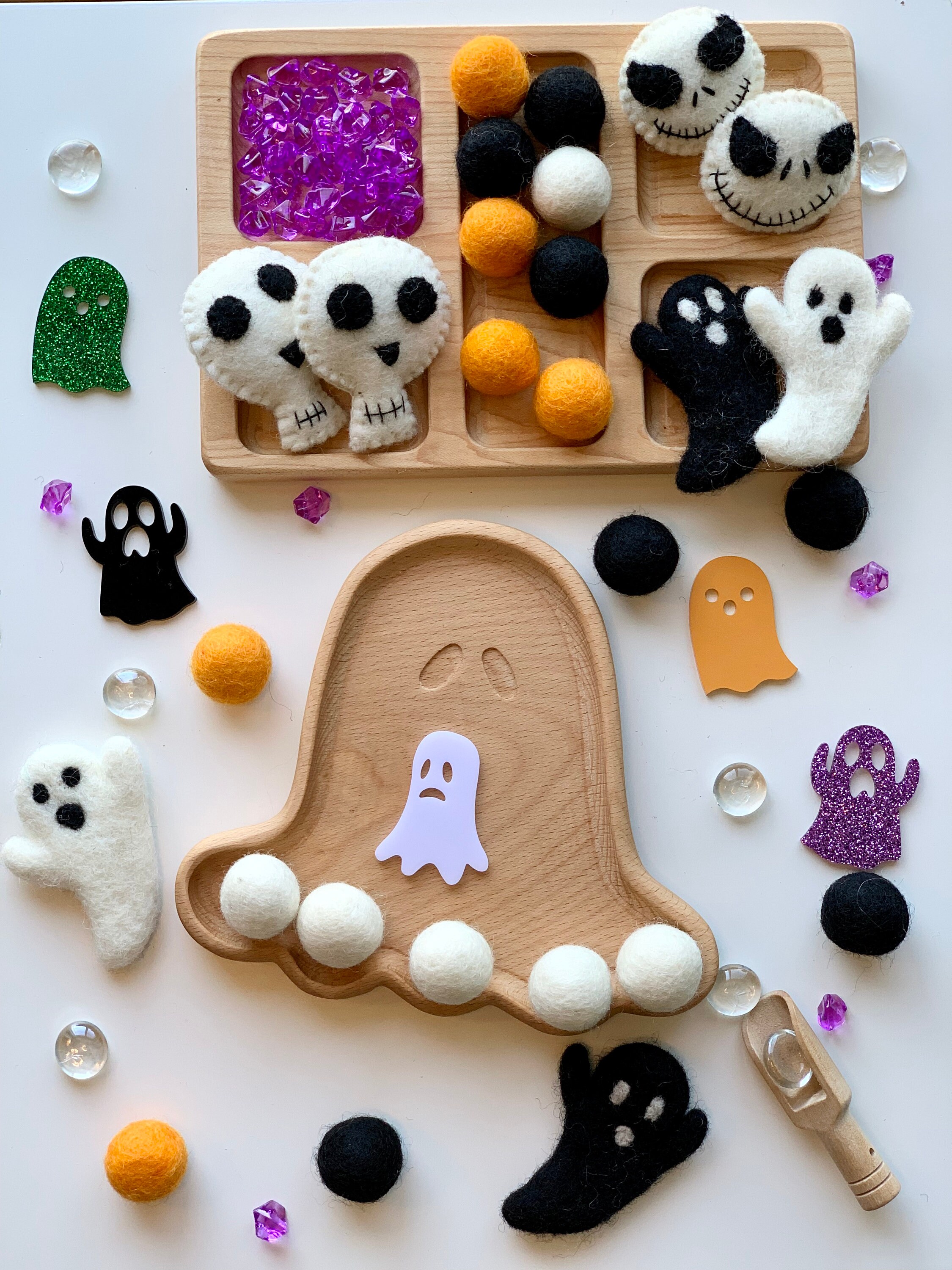 Wood Sensory Tray | Wood Ghost Plate | Halloween Toys | Wood Tray ...