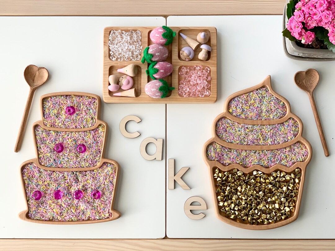 Cherry Wood Cake Sensory Tray: Kids Educational Toy - Etsy