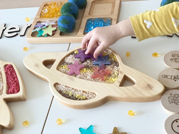 Wood Sensory Tray Saturn Plate Sensory Play Space Play | Etsy