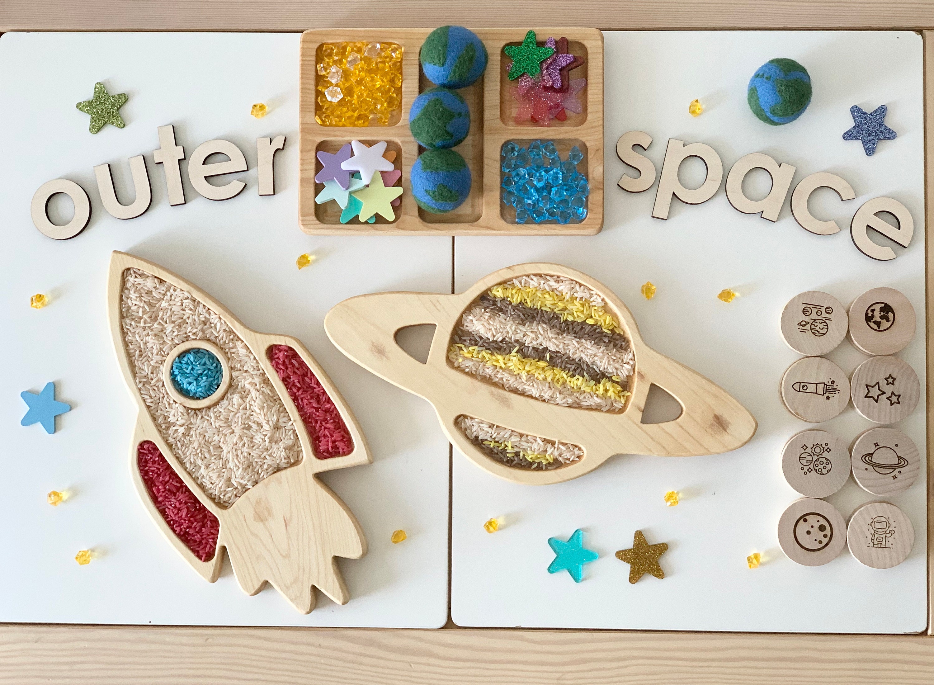 Wood Sensory Tray, Rocket Ship Plate, Sensory Play, Rocket Ship, Kids ...