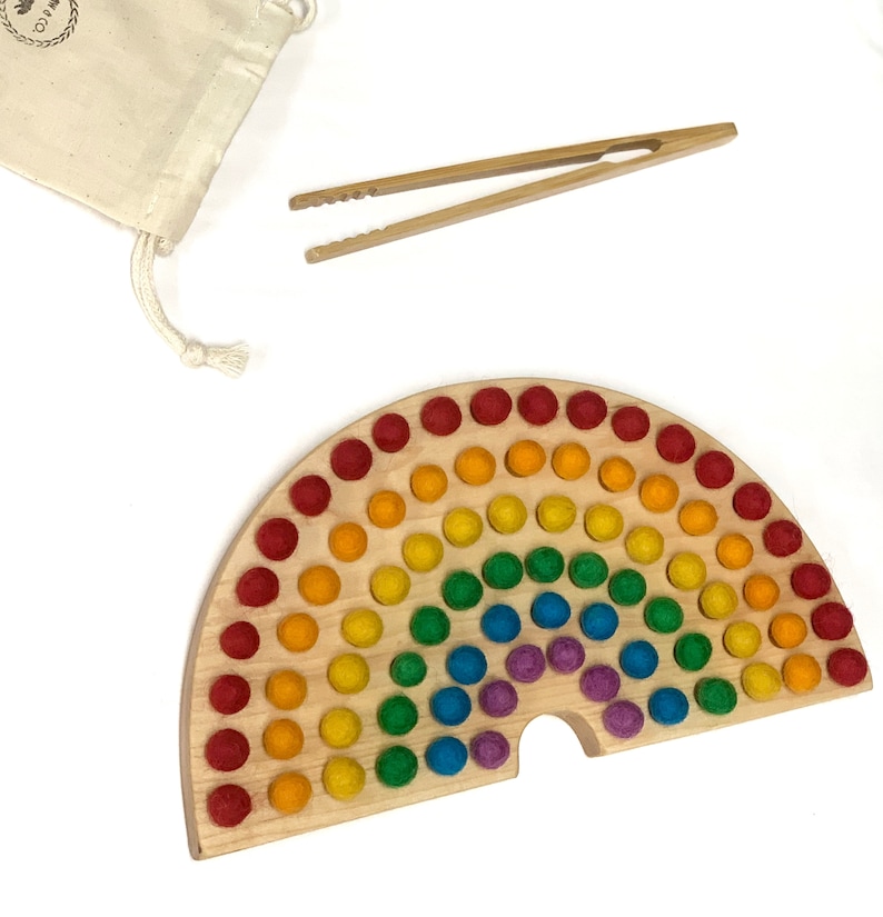 Wood Sensory Tray | Wood Sorting Tray | Rainbow Board | Rainbow Sorting ...