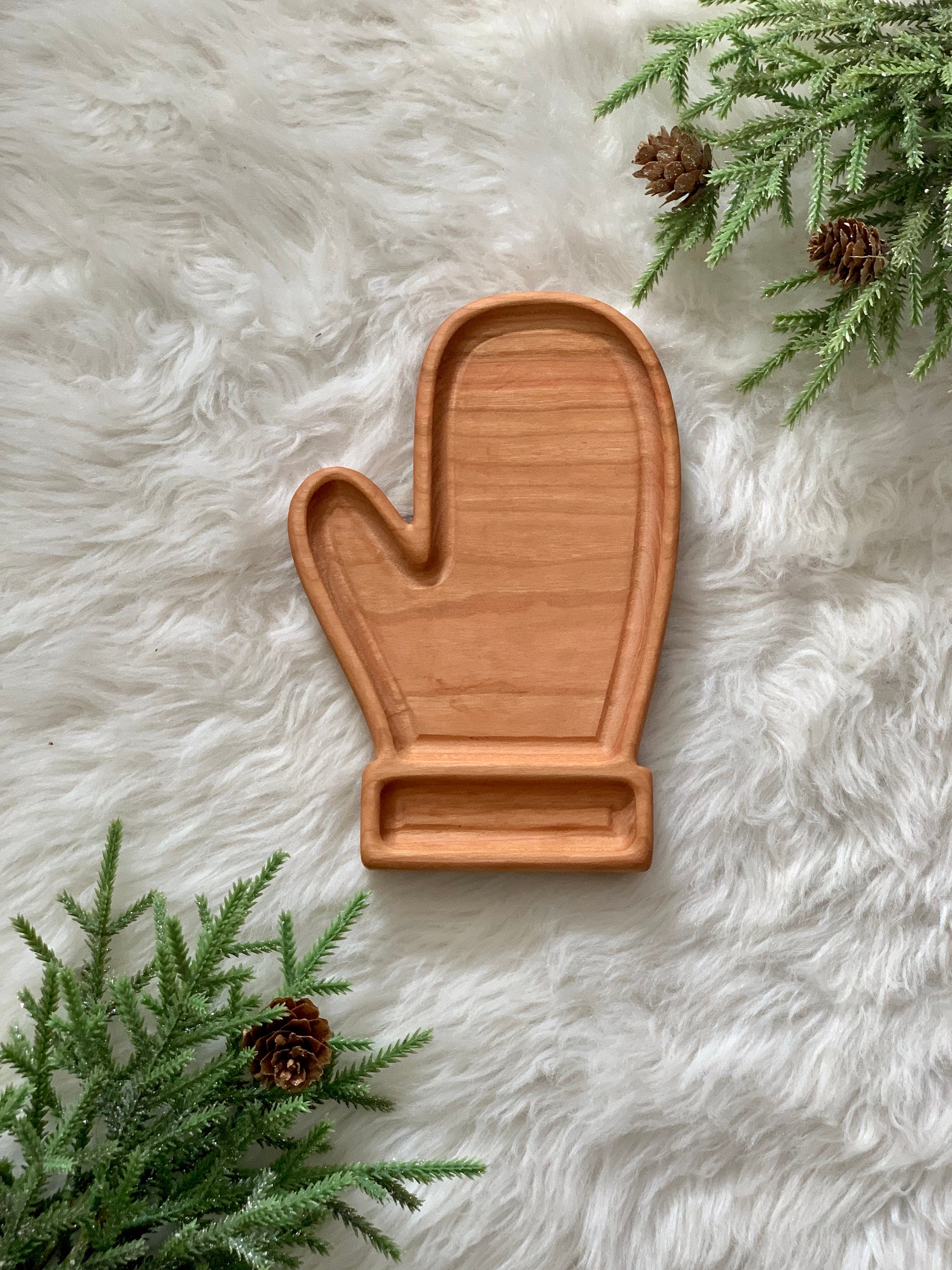 Wood Sensory Tray Mitten Plate Wood Tray Mitten Decoration Christmas ...
