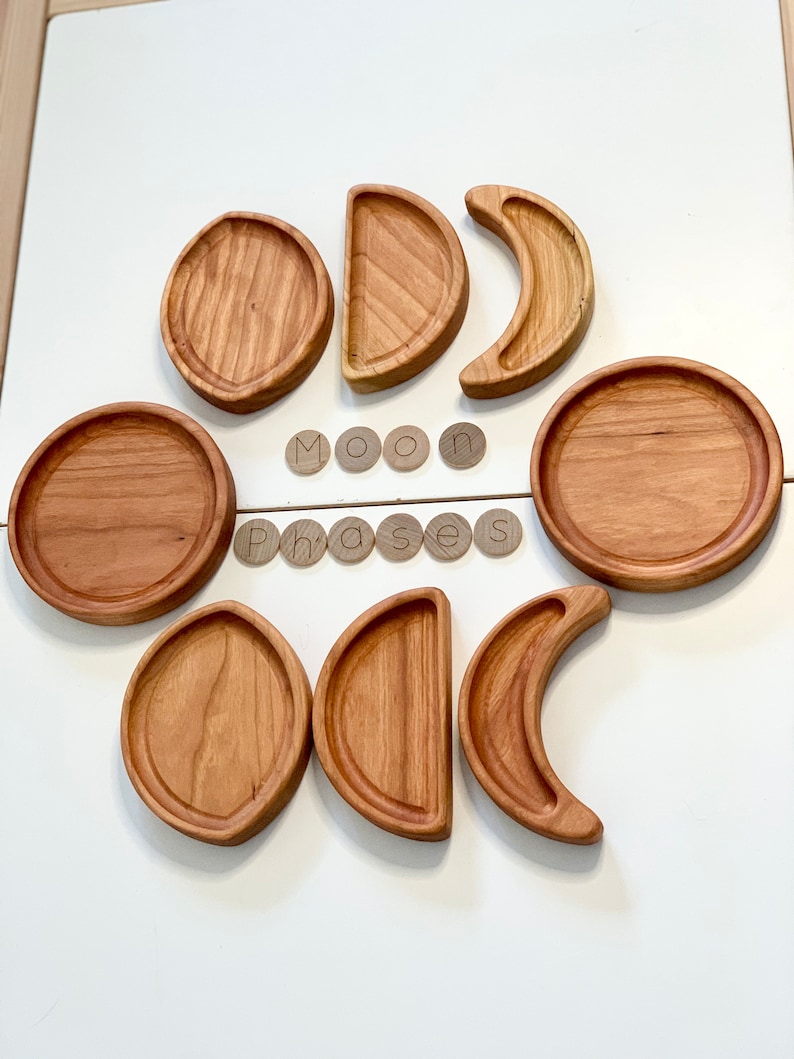 Wood Sensory Trays | Moon Phases | Moon Plates | Wood Sorting Trays ...